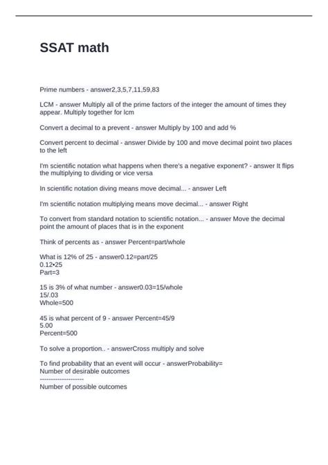 Ssat Math Questions With Solutions Ssat Stuvia Us