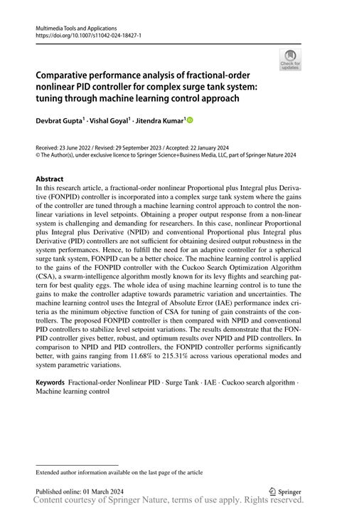 Comparative Performance Analysis Of Fractional Order Nonlinear Pid