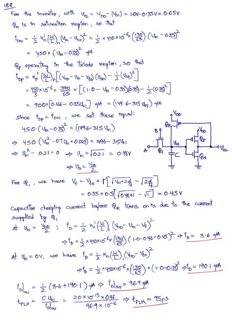 188 For The Level Restoring Circuit Of Fig 185 Let 450 µav2 Vdd 10 V Vt0 035