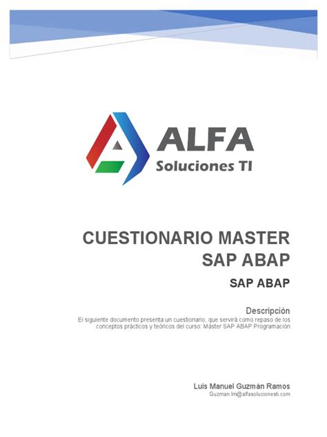 Cuestionarios Repaso Master Abap Pdf Bases De Datos Sql