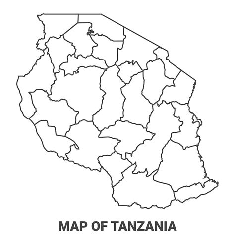 Premium Vector Outline Tanzania Map With Borders Of Region Vector