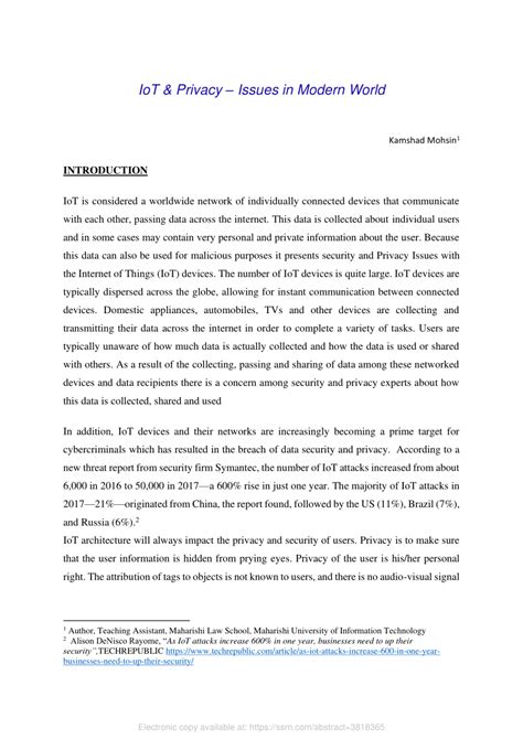 Pdf Iot And Privacy Issues In Modern World