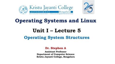 Dr A Stephen On Linkedin Unit 1 Lecture 5 Operating System