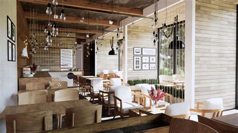 صحنه آماده داخلی کافی شاپ برای اسکچاپ