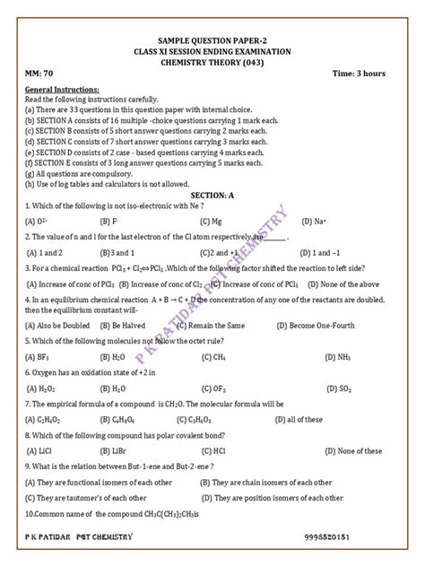 Qp 3 Xi Chem Paper 3 Pdf Mole Unit Chemistry
