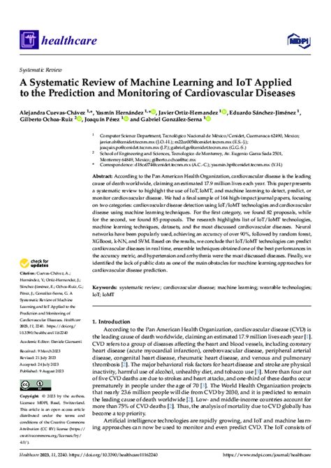 Pdf A Systematic Review Of Machine Learning And Iot Applied To The Prediction And Monitoring