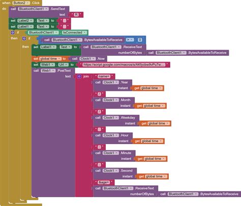 Sending Data Received From Arduino Via Bluetooth With Time To Google Spreadsheets From MIT App