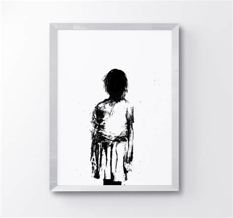 Hide And Seek Girl Figure Black And White Art Minimalist Etsy