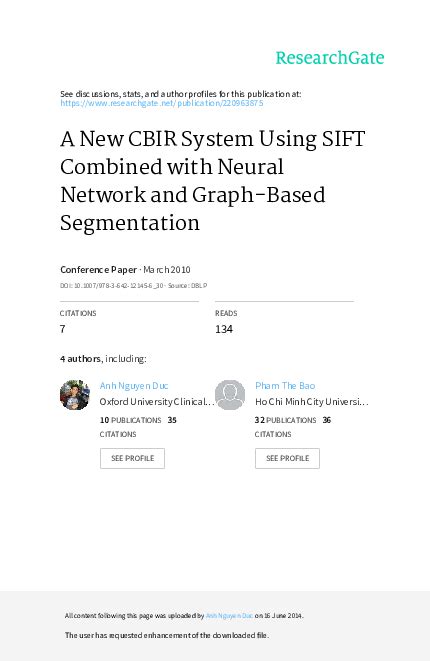 Pdf A New Cbir System Using Sift Combined With Neural Network And