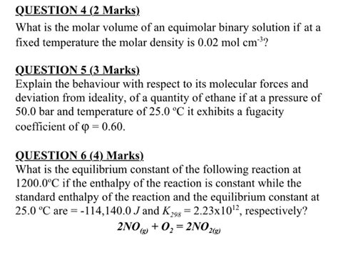 Solved QUESTION Marks What Is The Molar Volume Of An Chegg