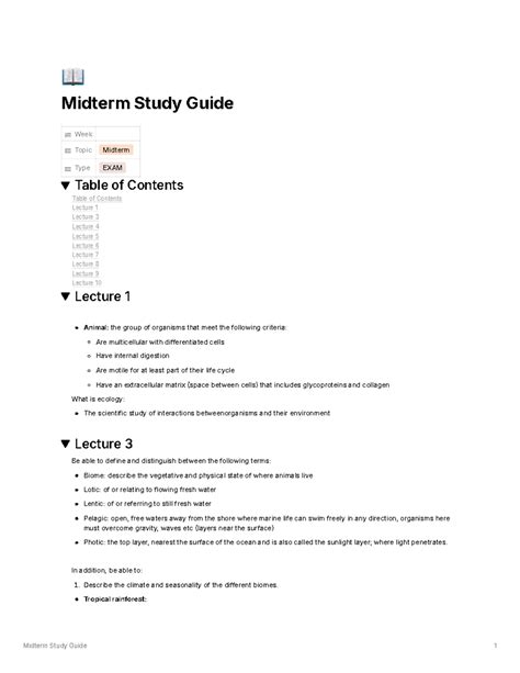 Midterm Study Guide - 📖 Midterm Study Guide Week Topic Midterm Type EXAM Table of Contents ...
