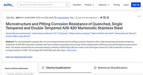 Microstructure And Pitting Corrosion Resistance Of Quenched Single Tempered And Double Tempered