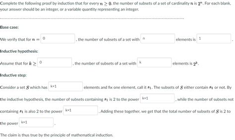 Solved Complete The Following Proof By Induction That For Chegg