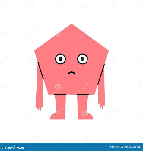 Cartoon Color Character Geometric Comic Pentagonal Creature Vector Stock Vector Illustration