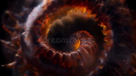 A Microscopic Image Of A Beetle Larva With Its Long Slender Body Curled In A Tight Spiral And