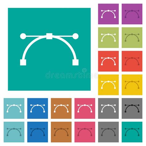 Vector Curve And Edit Points Square Flat Multi Colored Icons Stock Vector Illustration Of