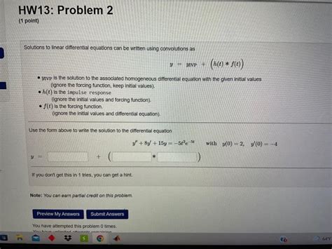 Solved Hw13 Problem 2 1 Point Y Vivp Solutions To Linear