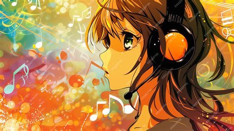 Premium Photo An Anime Girl Wearing Headphones And Listening To Music