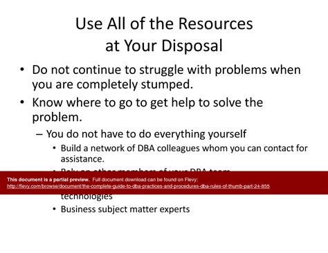 the complete guide to dba practices and procedures dba rules of thumb