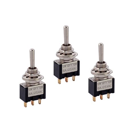 Mini Toggle Switch Spdt On Off On 5a 120vac 2a 250vac Gold Terminal 3