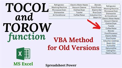 Tocol And Torow Function In Excel Useful New Excel Functions Youtube