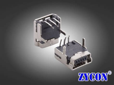 Mini USB Pin Female Right Angle Type China USB DIP Type And USB Connector