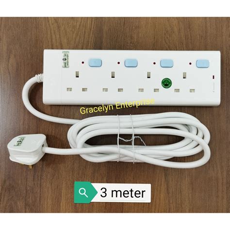 Gongniu Trailing Extension Socket 4 Way 3 Pin Plug 1 8mtr 3mtr Shopee Malaysia