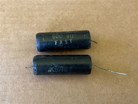 2 Vintage Fast 05 Uf 600v Pio Capacitors 1950s Oil Tube Amp Caps