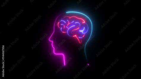 Neon Brain Icon Animation Abstract Circuit Brain Animation Glowing