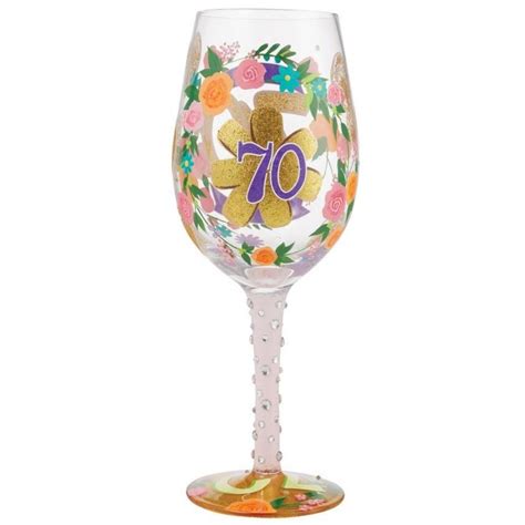 Happy 70th Birthday Wine Glass Retrofestiveca