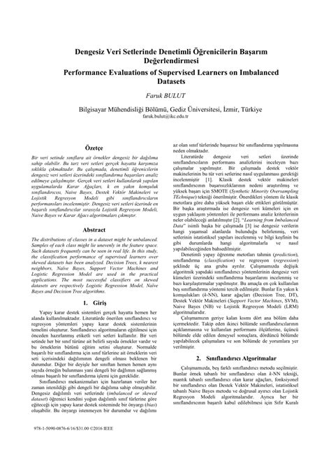 Pdf Performance Evaluations Of Supervised Learners On Imbalanced Datasets