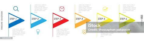 비즈니스 프로젝트 화살표 로드맵 타임라인 다이어그램 비즈니스를 위한 인포그래픽 로드맵 템플릿입니다 프레젠테이션 벡터 인포그래픽이 있는 6단계 최신 타임라인 다이어그램 달력