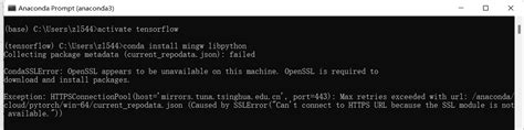 1、conda install mingw libpython下载出错，提示condasslerror csdn博客