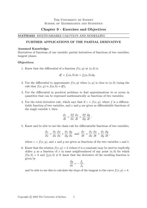 Exercises Chapter 09 The University Of Sydney School Of Mathematics