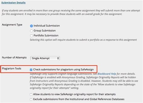 Blackboard Creating A Safeassign Assignment Teaching With Technology