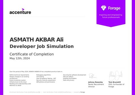 asmath akbar ali on linkedin developer simulation accenture forage careergrowth