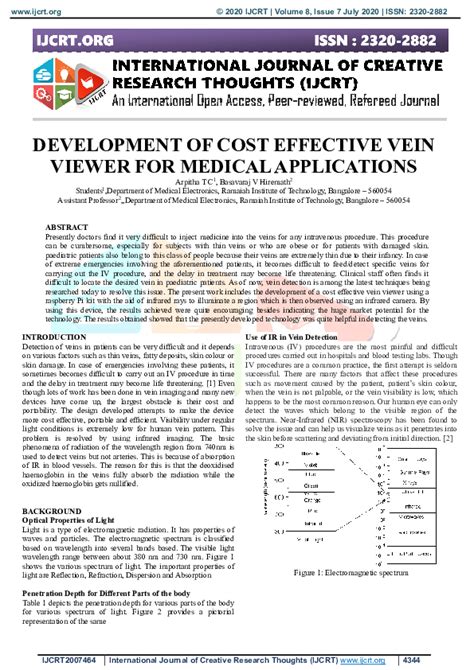 Pdf Development Of Cost Effective Vein Viewer For Medical Applications
