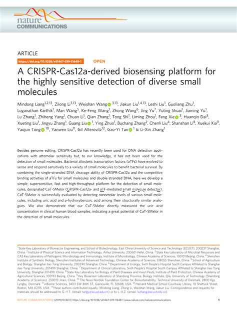 Pdf A Crispr Cas12a Derived Biosensing Platform For The Highly