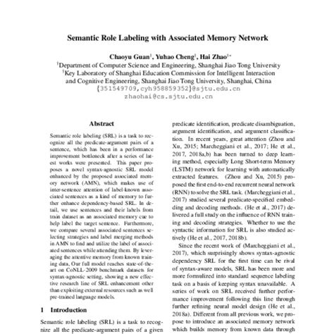 Semantic Role Labeling With Associated Memory Network Acl Anthology
