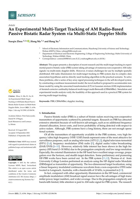 pdf an experimental multi target tracking of am radio based passive