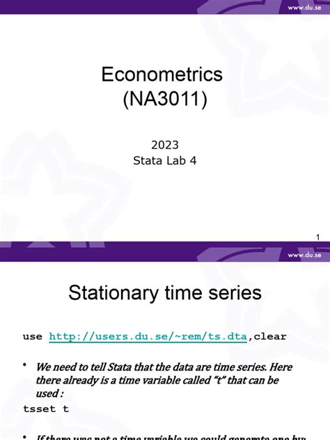 Stata Lab4 2023 Pdf Autoregressive Model Applied Mathematics