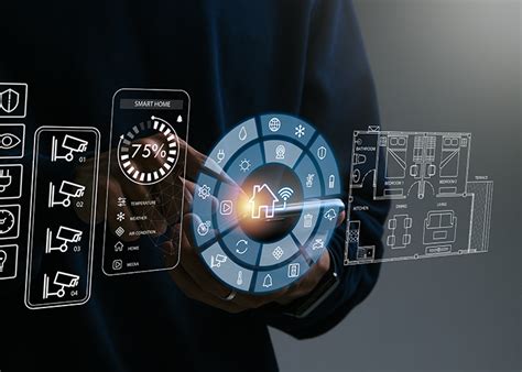 Smart Home Concepthand Of Man Using Smart Home Control App On Mobile Phoneremote Home Control