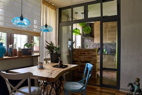 Интерьер столовой в стиле лофт проекта «Загородный дом в стиле лофт от студии дизайна ДОМА