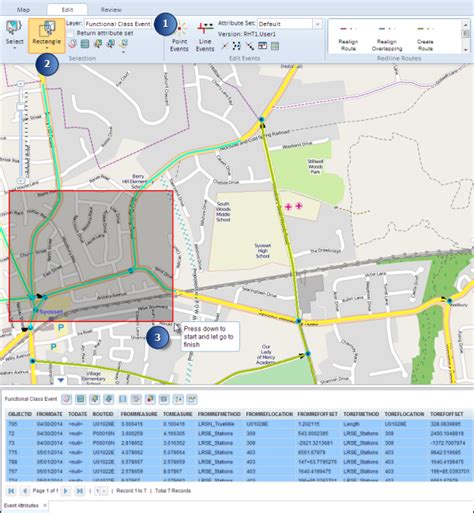 selecting events and routes by geometry—event editor for roads and