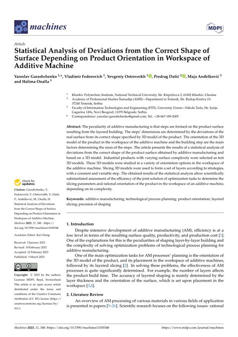 pdf statistical analysis of deviations from the correct shape of surface depending on product