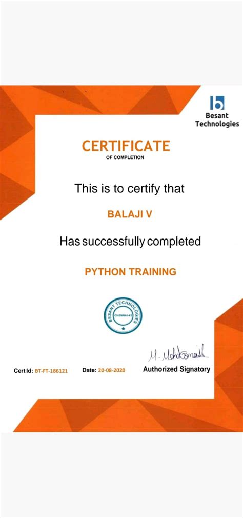 Completed A Python Course Basic Balaji V Posted On The Topic Linkedin