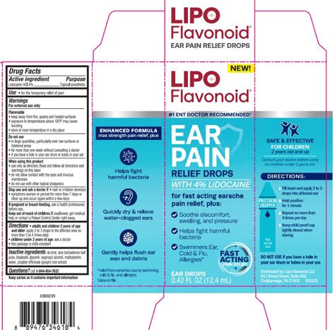 Lipo Flavonoid Ear Pain Relief Drops With 4 Lidocaine Details From