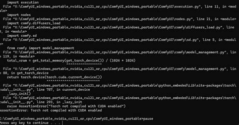 assertionerror torch not compiled with cuda enabled r comfyui