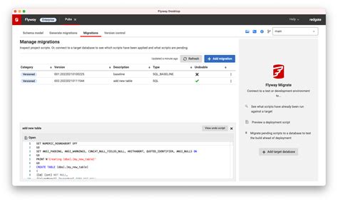 Migrations Tab Flyway Product Documentation
