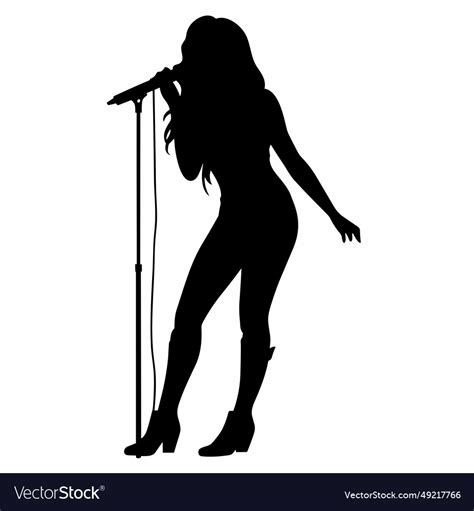 Singer Black Icon On White Background Female Vector Image